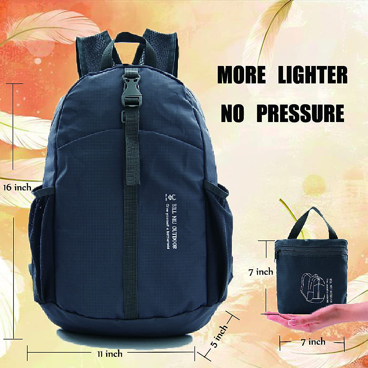 DUSWEN Foldable Backpack Lightweight Water Resistant Handy Outdoor Hiking Camping Bags for Women & Men (Gray)