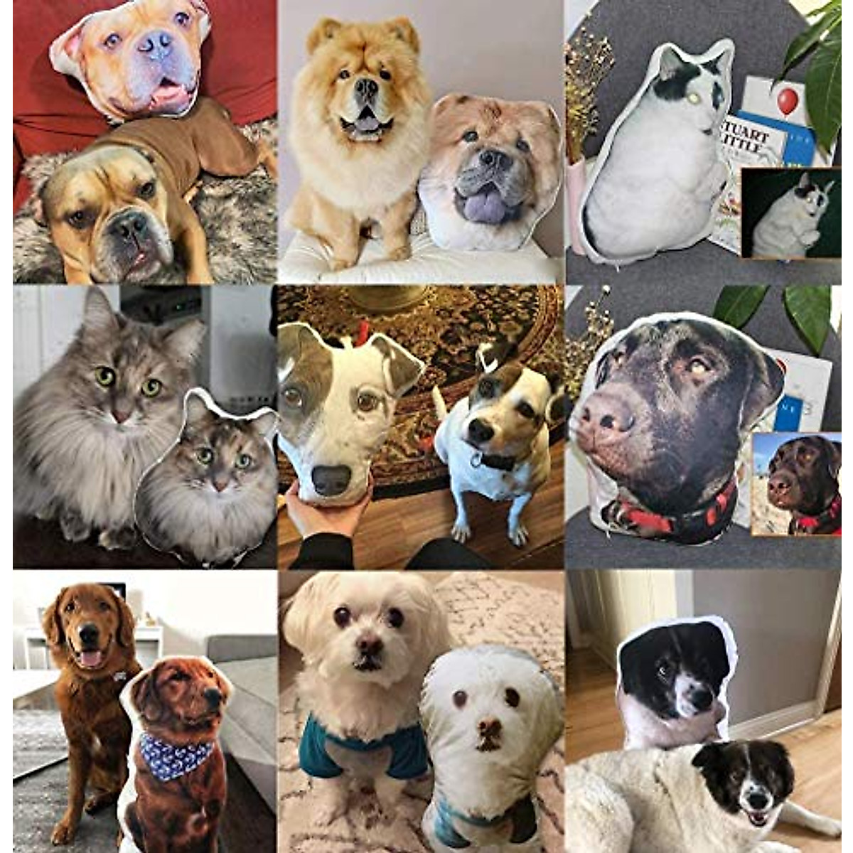 Custom Dog Cat Pillow Personalized Pet Photo Molding 3D Shaped Pillow, Duplex Printing Shaped Pillow Creative Gifts 20''