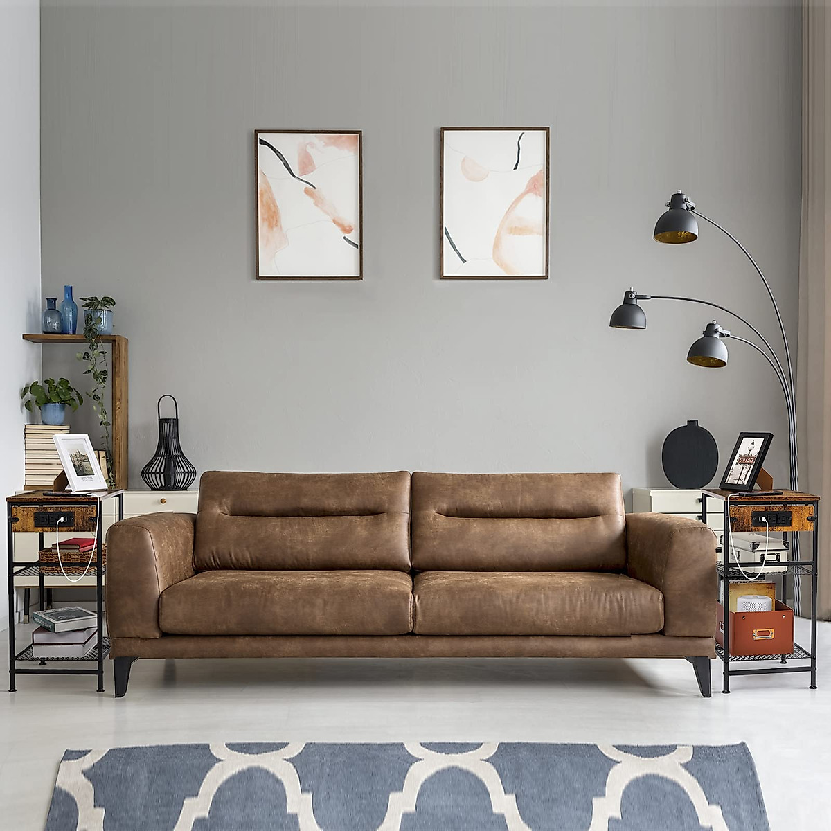 SEHERTIWY Nightstand with Charging Station, Nightstands Set of 2, Side Tables Living Room, Bed Side Table/Night Stand, 3-Tier End Tables with USB Ports and Power Outlets