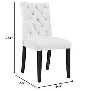 Modway MO- Duchess Modern Tufted Button Faux Leather Upholstered Parsons, Dining Chair, White