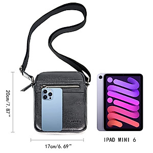 Lemuvlt Crossbody bag for men shoulder bag mens purse satchel leather messenger bag gift man M（Black）…