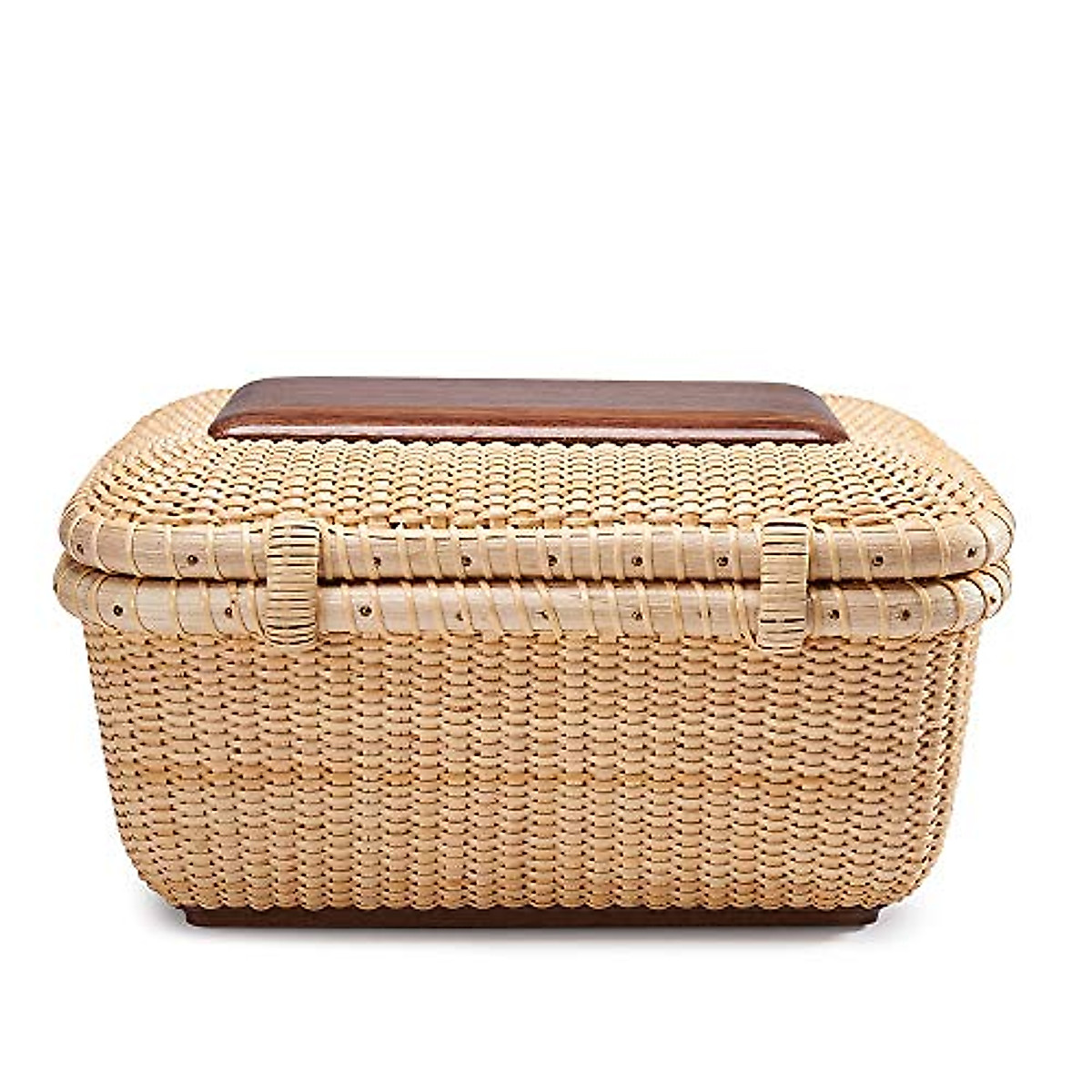 Teng Tian Nantucket baskets Rectangular Handwoven rattan Storage Basket Set with Lid for Shelves and Home Organizer Bins (S)