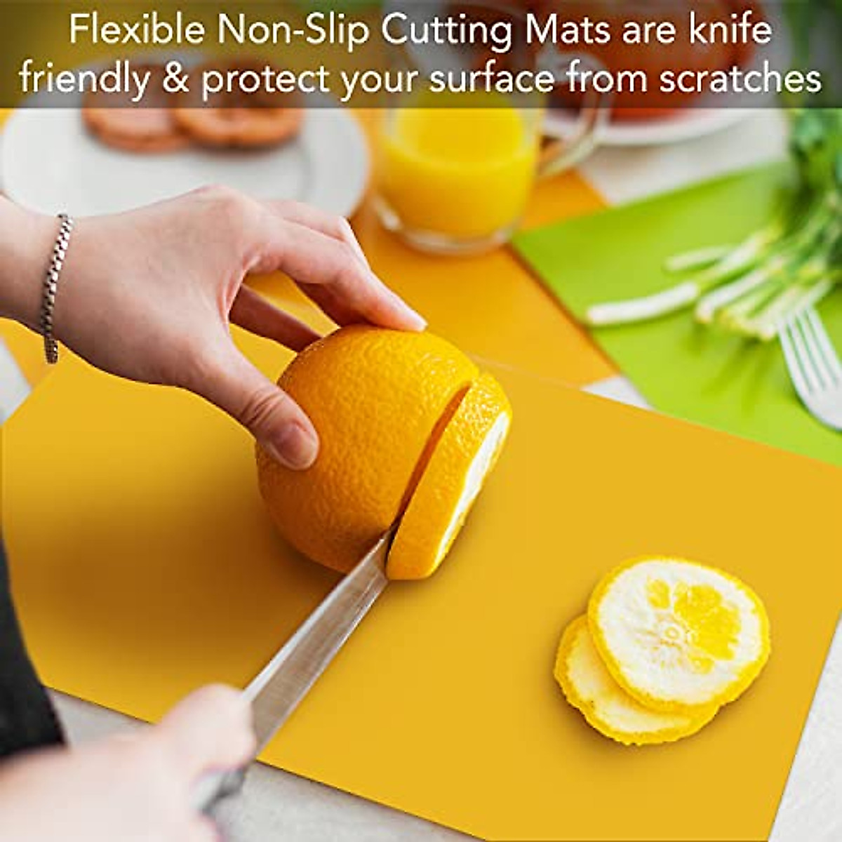Cut N' Funnel Citrus Berry Non-Slip Flexible Plastic Cutting Board Mats 3 Pack of Assorted Sizes & Colors Made in the USA BPA Free Dishwasher Safe