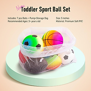 EVERICH TOY Balls for Toddlers 1-3 Balls for Kids Toddler Ball Toddler Sports Balls - Set of 7 Sports Balls,Ball Toys for Toddlers 1-3,Baby Sports Balls