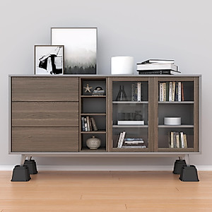 Whynonap Bed Risers 4 Inch Set of 9, Heavy Duty Bed Elevators Risers for Bed Frame 9 Pack Lifts Up 3000 lbs Sofa Table Furniture Riser, Black