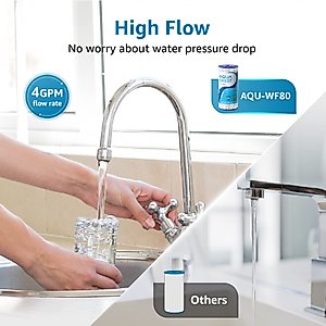 AQUACREST FXHSC Whole House Water Filter, Replacement for GE FXHSC, GXWH40L, GXWH35F, American Plumber W50PEHD, W10-PR, Culligan R50-BBSA, 5 Micron, 10" x 4.5", High Flow Sediment Filters, Pack of 5