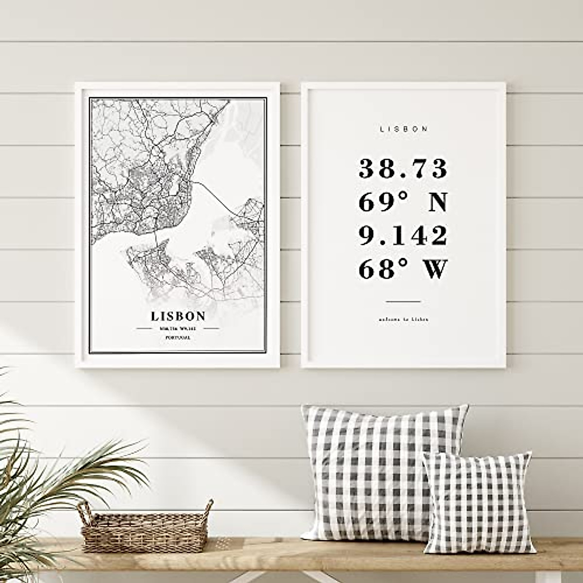 Dear Mapper Lisbon Portugal View Abstract Road Modern Map Art Minimalist Painting Black and White Canvas Line Art Print Poster Art Print Poster Home Decor (Set of 3 Unframed) (16x24inch)