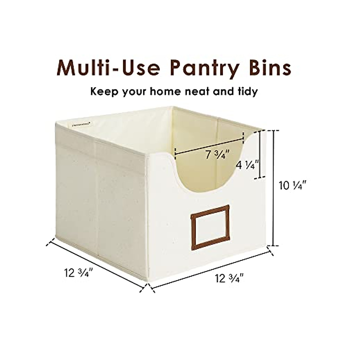 StorageWorks Closet Storage Bins, Open Front Cube Storage Bins with Cutout Window and 2 Handles, Foldable Fabric Clothes Organizer, Large, Beige, 2-Pack