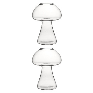 Happyyami 2PCS Mushroom Shape Cocktail Glass Creative Glass Goblet Novelty Drink Cup Clear Dessert Ice Cream Cup Decoative Martini Glass for for Bar Home (As Shown 1) (Mushroom)