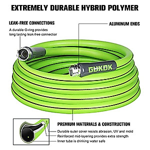 GUKOK Garden Hose 5/8 in. x 75 ft, Heavy Duty, Lightweight Water Hose, 3/4 Solid Male Female Fittings,Drinking Water Safe, 600 Burst PSI