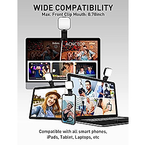 ACNCTOP 64 LED Rechargeable Selfie Light - 5 Lighting Mode Phone Ring Light Mini Portable Clip on Fill Lights for iPhone, Cell Phone, Laptop, TikTok, Selfie, Video Conference, Camera