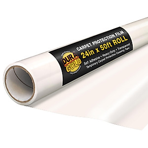 Dura-Gold Carpet Protection Film, 24-inch x 50' Roll - Clear Self Adhesive Temporary Carpet Protective Covering Tape - Protect Against Foot Traffic, Paint Spills, Dust, Construction Debris, Moving