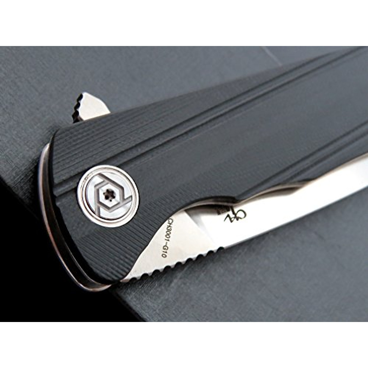 Eafengrow CH3001-G10 Folding Knives D2 Steel Blade G10 Material Handle Camping Knife Flipper Blade Knife Hunting Survival Hand EDC Tools (Black)