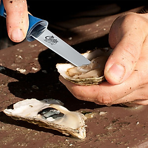 CUDA 3.5" Shucking Knife | Titanium Bonded Rust & Corrosion Resistant Stainless Steel Oyster Prying & Shucking Tool with Non-Slip Scale Pattern Grip