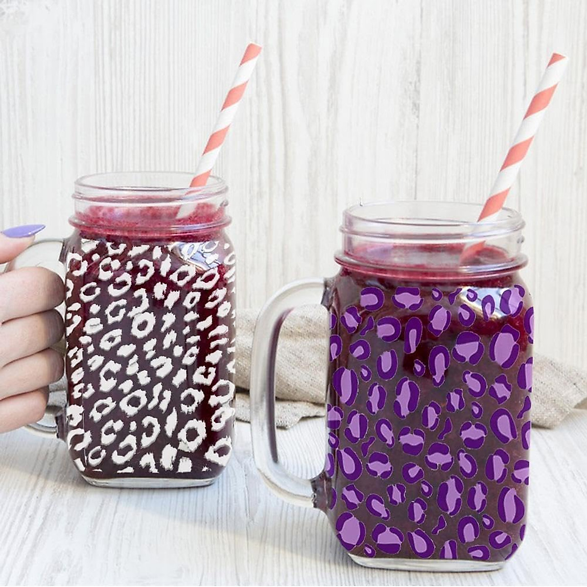 Brown UV DTF Cup Wrap Leopard Printed Rub on Transfers Stickers for Glass Cups Waterproof UV DTF Transfer Cup Stickers Decals for Crafts Ready to Apply Cup Wrap Adhesive Vinyl