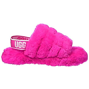 UGG Unisex-Child Fluff Yeah Slide Slipper, Rock Rose, 6 Big Kid US