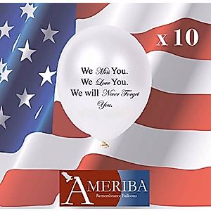 30PC Biodegradable Remembrance Balloons: White & Silver Personalizable Funeral Balloons for Balloon Releases & Sympathy Gifts | Created/Sold by AMERIBA, a USA company (Variety Pk White, Black Writing)