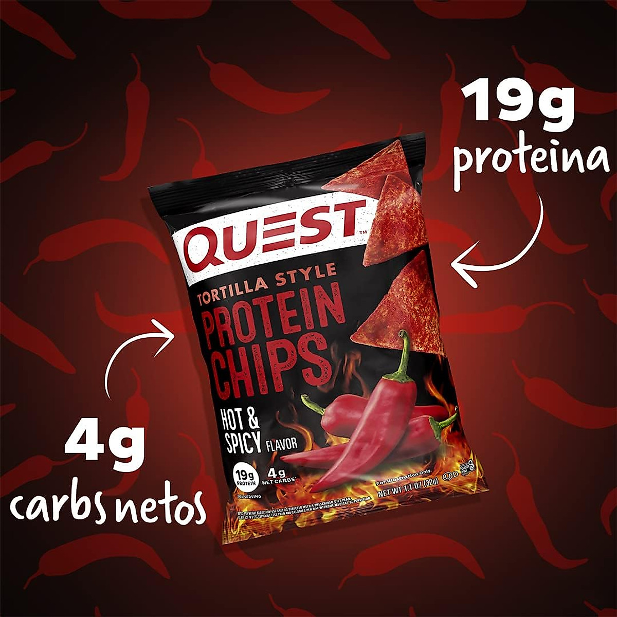 Quest Tortilla Style Protein Chips - Hot & Spicy (8 Bags)