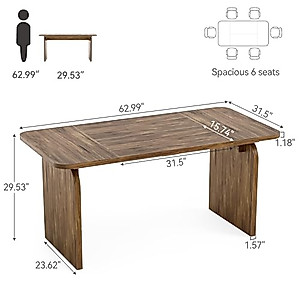 LITTLE TREE 63-Inch Office Desk, Large Computer Desk, Spacious Desktop, Wood Retro Crafting Executive Desk, Study Writing Desk Workstation for Home Office