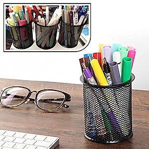 Mr. Pen- 3pcs Pencil Cup Holder, Black Pen Holder, Pen Cups, Metal Mesh Pencil/Pen Holder ,Pen Organizer for Desk, Desk Pen Holder
