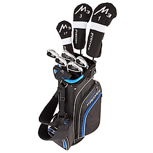Precise M3 Men's Complete Golf Clubs Package Set Includes Driver, Fairway, Hybrid, 6-PW, Putter, Stand Bag, 3 H/C's - Right Handed - Regular or Tall Size (Blue - Tall Size +1", Right Handed)