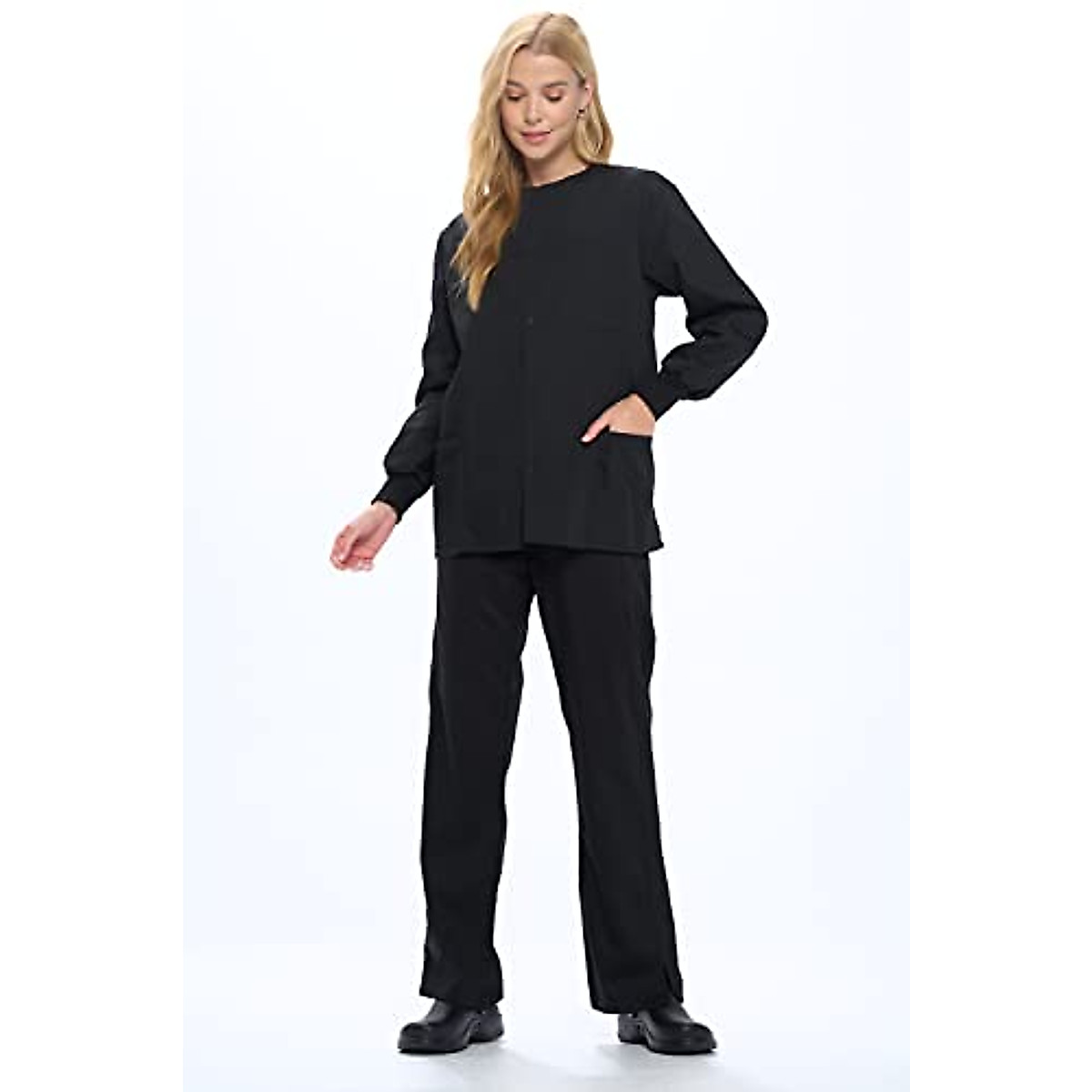 Natural Uniforms Warm Up Scrub Jacket-Black-Medium