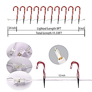 Christmas Candy Cane Pathway Makers Lights, 10inch Set of 10 Candy Canes Lights Outdoor, TIGOMOOV Candy Cane Lights Christmas Decorations Outdoor for Yard,Garden