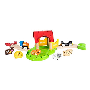 BRIO World - 33826 My First Farm | 12 Piece Wooden Toy Train Set for Kids | Interactive Learning Experience | FSC-Certified Wood | Suitable for Ages 18 Months and Up