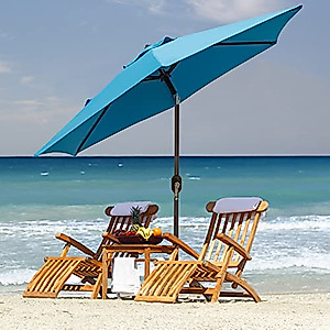 Blissun 7.5 ft Patio Umbrella, Market Umbrella with Push Button Tilt Crank, Cerulean