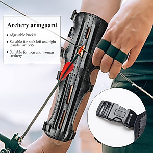 TOPARCHERY 12" Ultra Light Weight Leather Arm Guard Adjustable 4 Strap for Archery 1pk