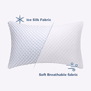 OSBED Shredded Memory Foam Pillows Standard Size Set of 2, Cooling Pillows for Sleeping 2 Pack, Adjustable Loft Bed Pillows, Firm or Soft Pillows for Side, Back, Stomach, Hot Sleepers (20"x 26")