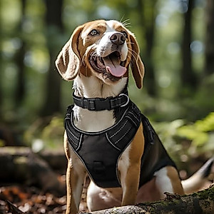 Joytale Reflective Dog Collar,Soft Neoprene Padded Breathable Nylon Pet Collar Adjustable for Medium Dogs,Black,M