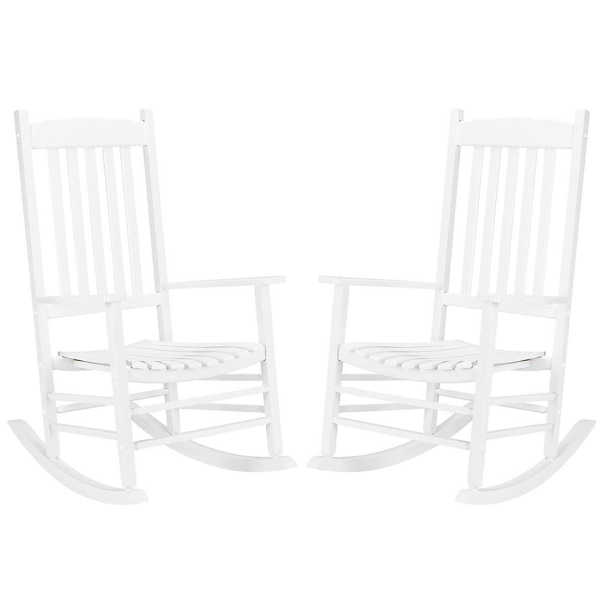 White Patio Rocking Chairs, Outdoor Rocking Chairs, Rocking Chair Wooden Frame Chair Indoor and Outdoor Rocker Porch Rocker for Garden Lawn Balcony Backyard and Patio Porch 24.4"L x 33.86"W x 46.06"H