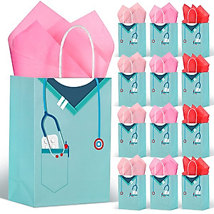 30 Pieces Nurse Graduation Gifts Bag, Thank You Nurse Craft Paper Goodie Bags with Handles Scratch Panel for Nurse Coworkers Medical Graduation Party Nurse Appreciation Week Gifts Supplies (Fresh)
