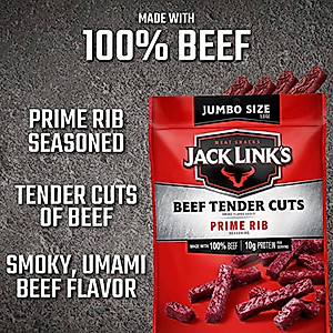 Jack Link's Tender Cuts, Prime Rib Flavor, 5.6 Oz Sharing-Size Bag and Jerky Snack with 11g of Protein and 70 Calories, Made with Premium Beef, 96 Percent Fat Free