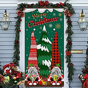 Gnome Christmas Door Cover Christmas Door Decorations Gnome Christmas Backdrop Hanging Front Door Background Merry Christmas Banner Xmas Eve Holiday Party Decor Supplies