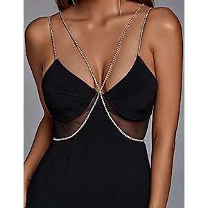 BELLA BARNETT Slip Dress with Rhinestone Classy Maxi Dress Wedding Guest Fashion Backless Dress Elegant Evening Dress Sexy Bandage Dress Formal Prom Dress Black