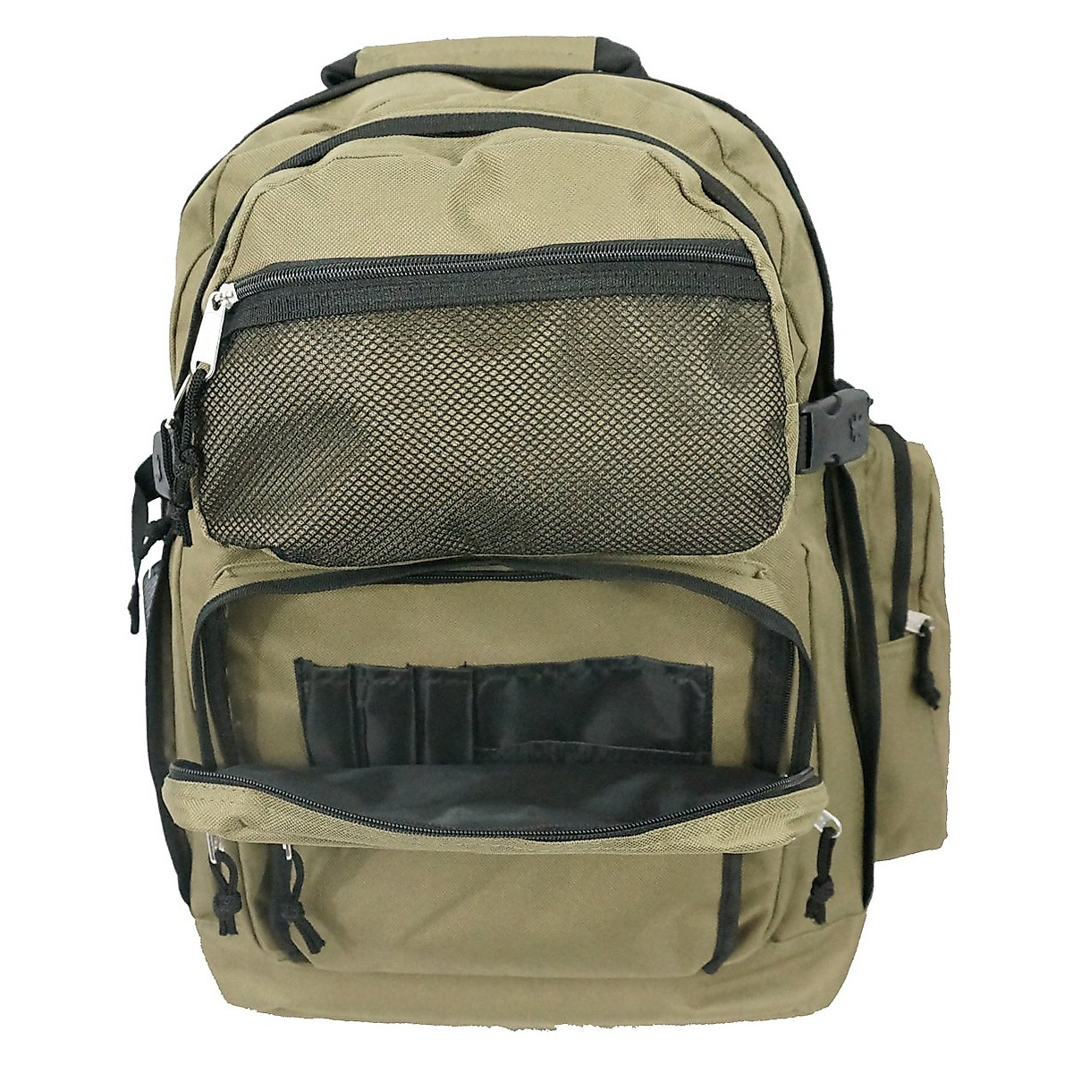 K-Cliffs Large Bookbag Student School Book Bags Big Emergency Backpack Reflective Stripe, Olive