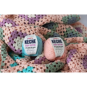 Keche Cotton Yarn, 60% Cotton 40% Acrylic Yarn, Soft Cotton Yarn for Crochet and Knitting, Amigurumi Yarn 1 Skein/Ball 1.76 Oz (50g) / 180 Yrds (165m) -Blue