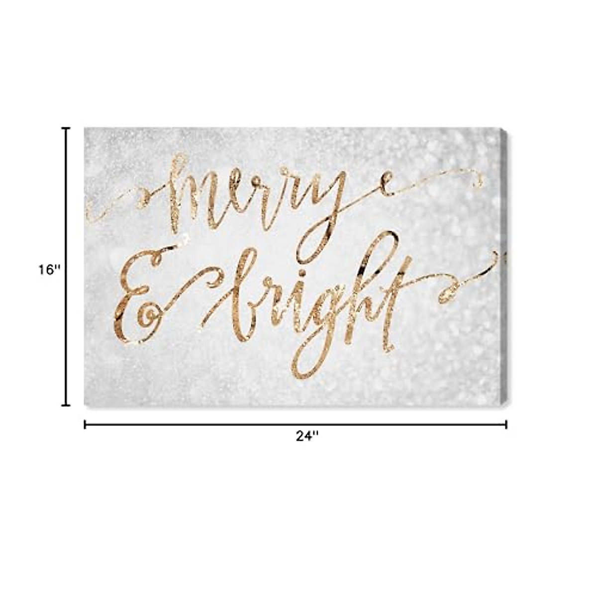 Wynwood Studio Holiday and Seasonal Wall Art Canvas Prints 'Merry & Bright' Christmas Home Décor, 24" x 16", Gray, Gold