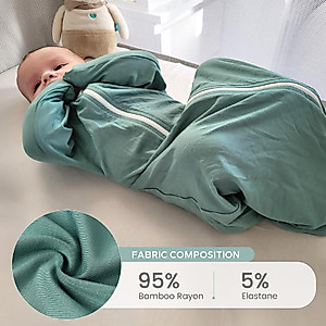 ZIGJOY Shark-Fin Transition Swaddle - 0.5 Tog Rayon Made from Bamboo Sleep Sack Transitional Swaddle Sack Baby Wearable Blanket with 2-Way Zipper, Mint Green, 6-12 Months