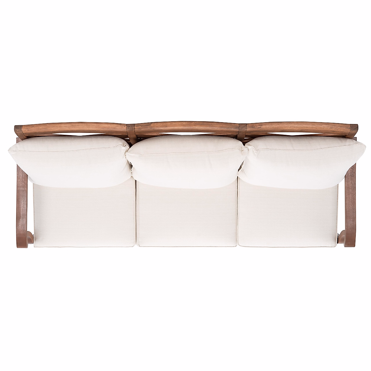 SAFAVIEH Couture Home Collection Payden Natural Wood/Beige Cushion 3-Seat Outdoor Patio Sunroom Porch Backyard Veranda Sofa