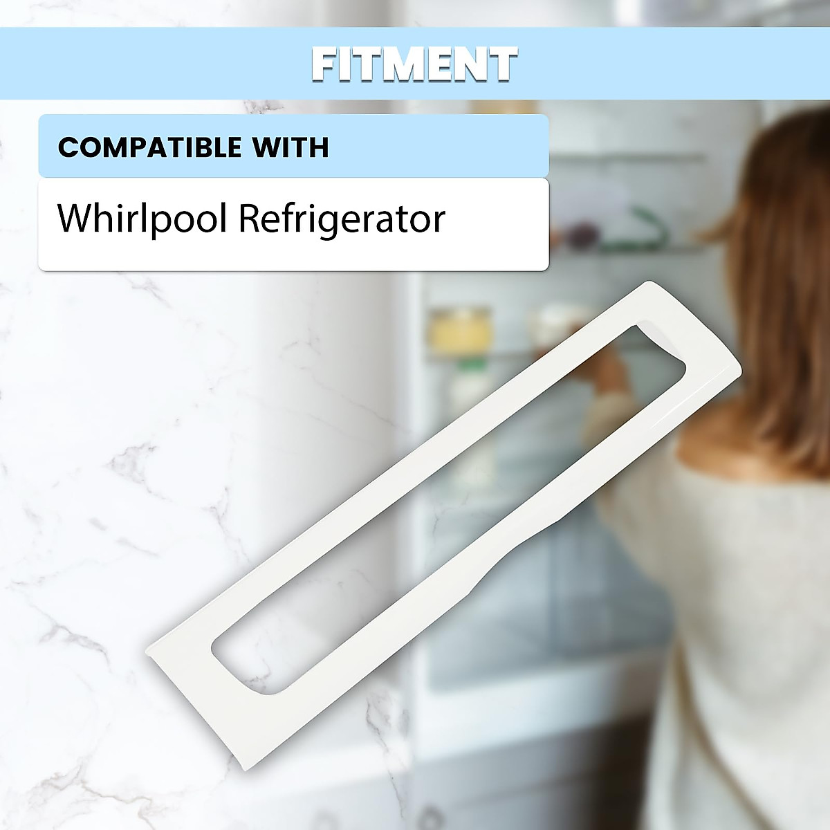 HECASA W10827015 AP5985816 PS11723190 Refrigerator Pantry Drawer Door Compatible with Whirlpool Refrigerator Plastic Clear White 67005903 Replacement only