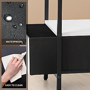 GORZING Nightstand with Charging Station, Small End Table, Narrow Side Table with Drawer, Rustic Bedside Tables for Bedroom, Living Room, White