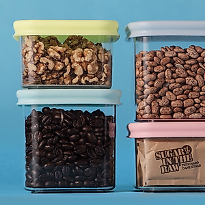 PrepCube Food Storge Continer with Silicon Lid Airtight -4PC Set, BPA-Free, Stackable Freezer Storge, Leftovers Storge, Prep Meal Storge, Kitchen and Pantry Organization Leakproof