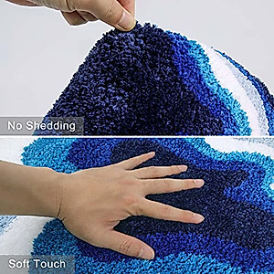 Seavish Cute Cloud Bathroom Rugs Non Slip Washable Soft Shag Novelty 2'x3' Area Rug Blue White Abstract Bath Shower Mat Kids Nursery Rug Door Mat Entryway Rug Room Decor for Bedroom Playroom Restroom