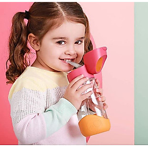 b.box Tritan Drink Bottle for Kids Toddlers, Water Bottle w/Flip Straw and Spill Proof Lid, Cool Modern Child Friendly Design, Best for After Sippy Cup, BPA Free Plastic, 15oz, Lilac Pop