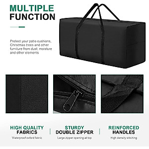 177 Gallon Outdoor Cushion Storage Bag 68 inch Extra Large Patio Furniture Cushion Storage Bag Waterproof Garden Cushion Storage Covers with Zipper and Handles Black (1 Pack, 68"L x 30"W x 20"H)