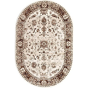 Unique Loom Rushmore Collection Area Rug - Lincoln (6' x 9' Oval, Cream/Beige)