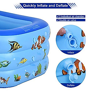 Inflatable Pool, 98.4" X 66.9"X 21.7" Swimming Pool for Toddlers, Adult, Kids, Infant, Full-Sized Inflatable Blow Up Kiddie Pool for Summer Swim Center, Outdoor, Garden, Backyard,